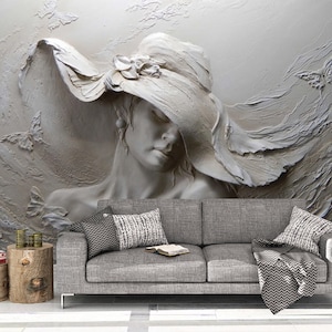 3d Beautiful Modern Fashion Girl Mural Wallpaper | Peel and Stick ...
