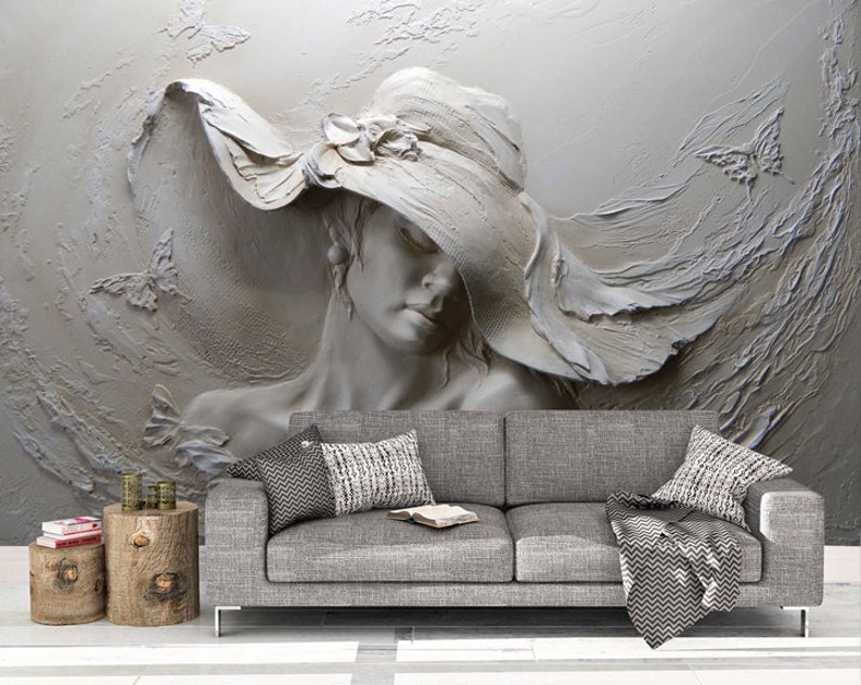 3d Beautiful Modern Fashion Girl Mural Wallpaper Peel and - Etsy