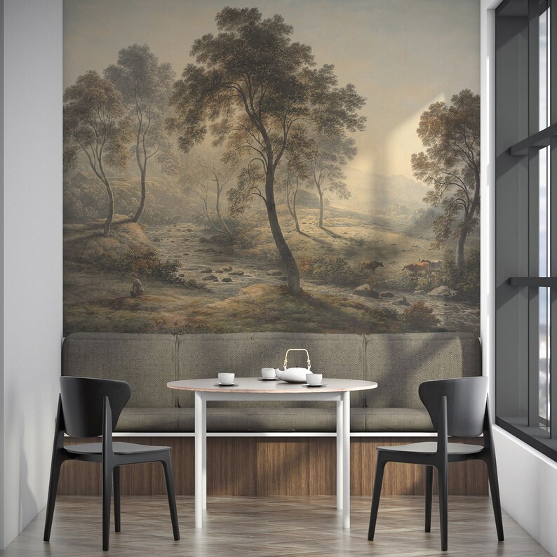 Vintage Landscape Wallpaper Mural, Exotic Peel and Stick - Etsy UK