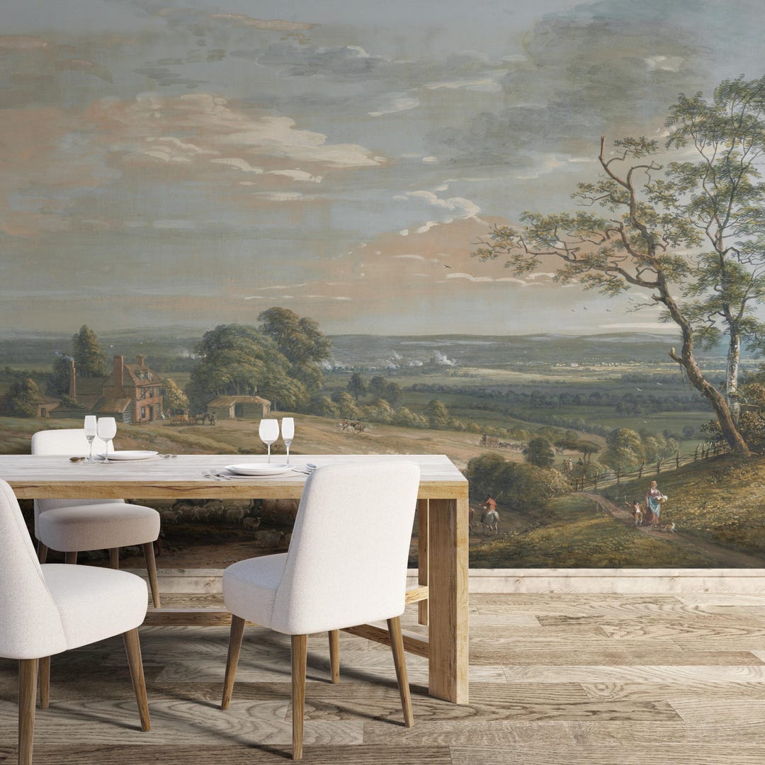 Beautiful Landscape Nature Vintage Wallpaper Mural, Scenic Peel and ...