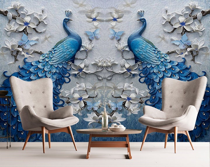 Beautiful Peacock Mural Art Mural Wallpaper Non Woven - Etsy