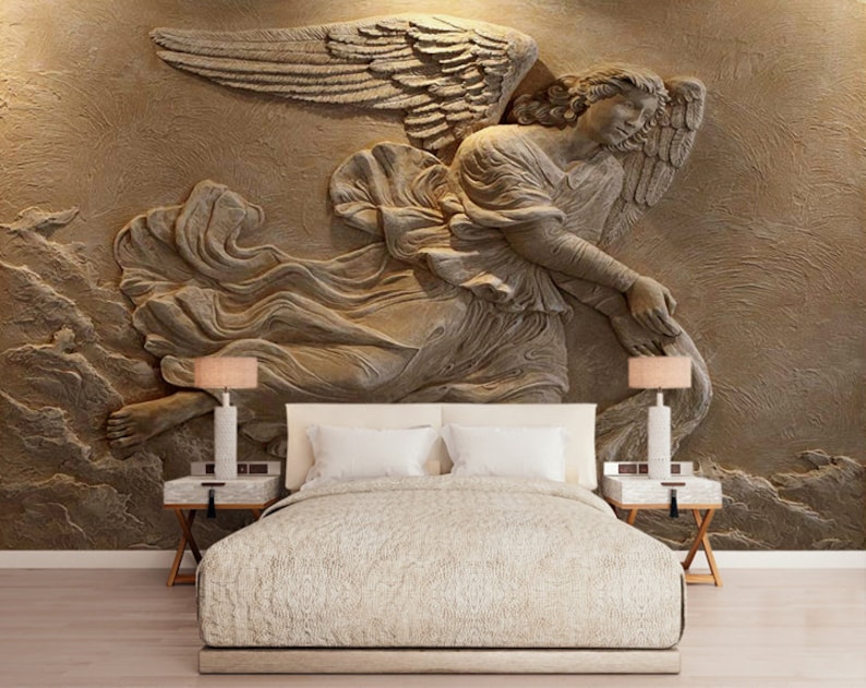 3d Mythological Character Angel Mural Wallpaper Non Woven - Etsy