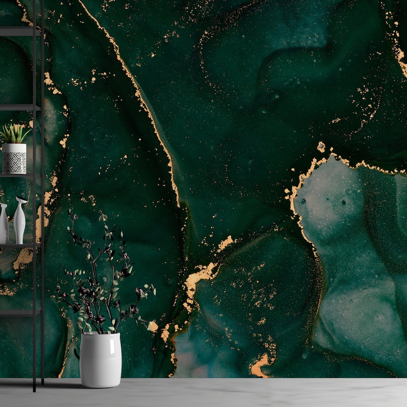 Dark Green Wallpaper - Etsy
