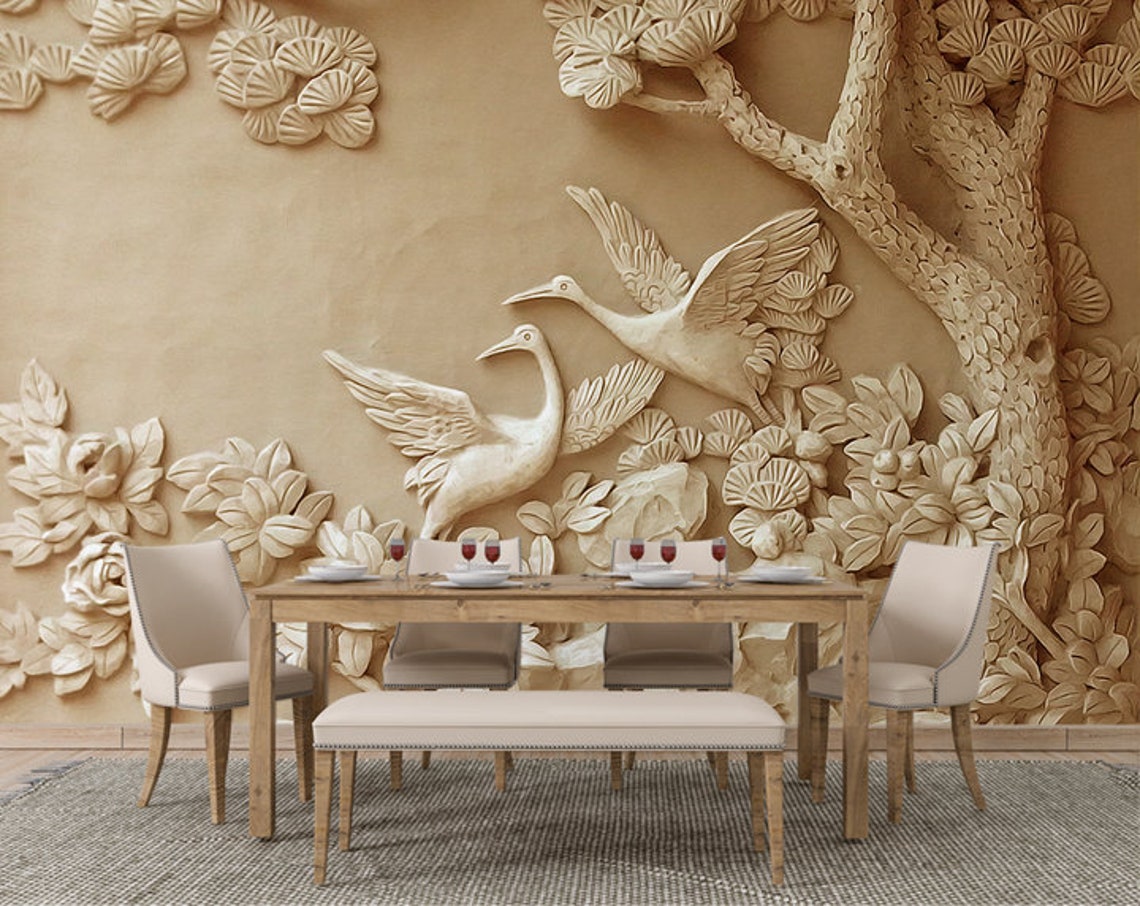 3D Relief Tree Mural Wall Art Mural Wallpaper Non Woven - Etsy