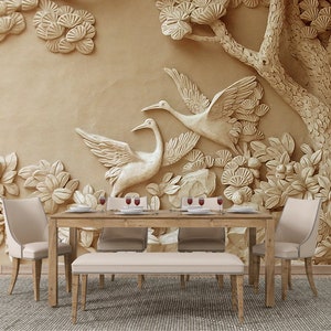3D Relief Tree Mural Wall Art | Mural Wallpaper | Non Woven Wallpaper ...