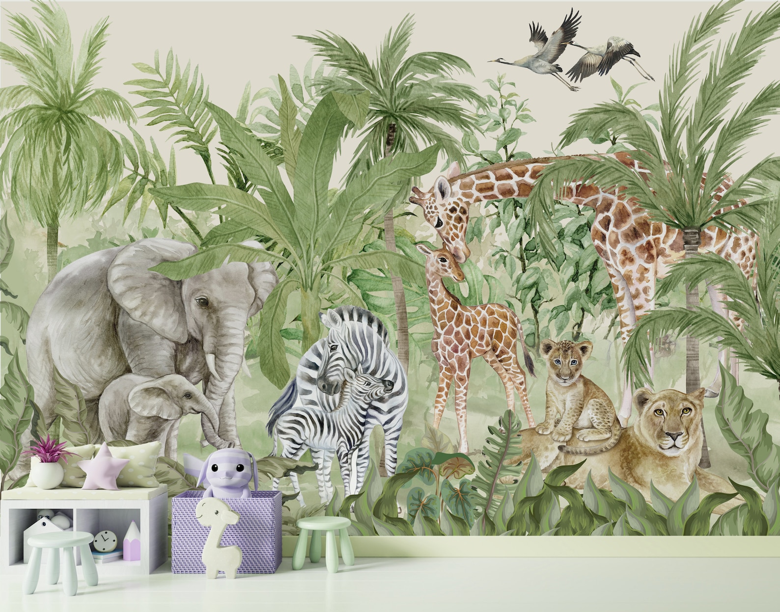 Jungle Safari Wallpaper Kids Room Wallpaper Removable - Etsy