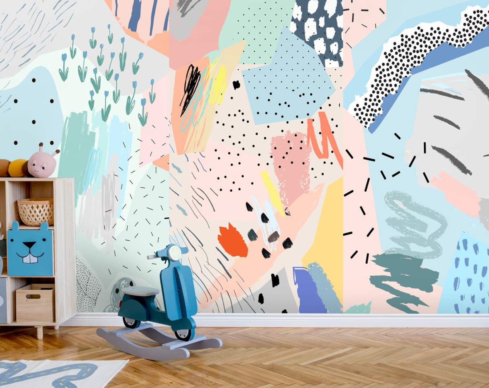 Kids Room Pastel Colours Peel and Stick Wallpaper Nursery Room | Etsy