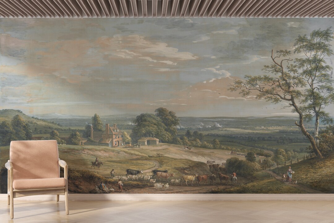 Beautiful Landscape Nature Vintage Wallpaper Mural, Scenic Peel and ...