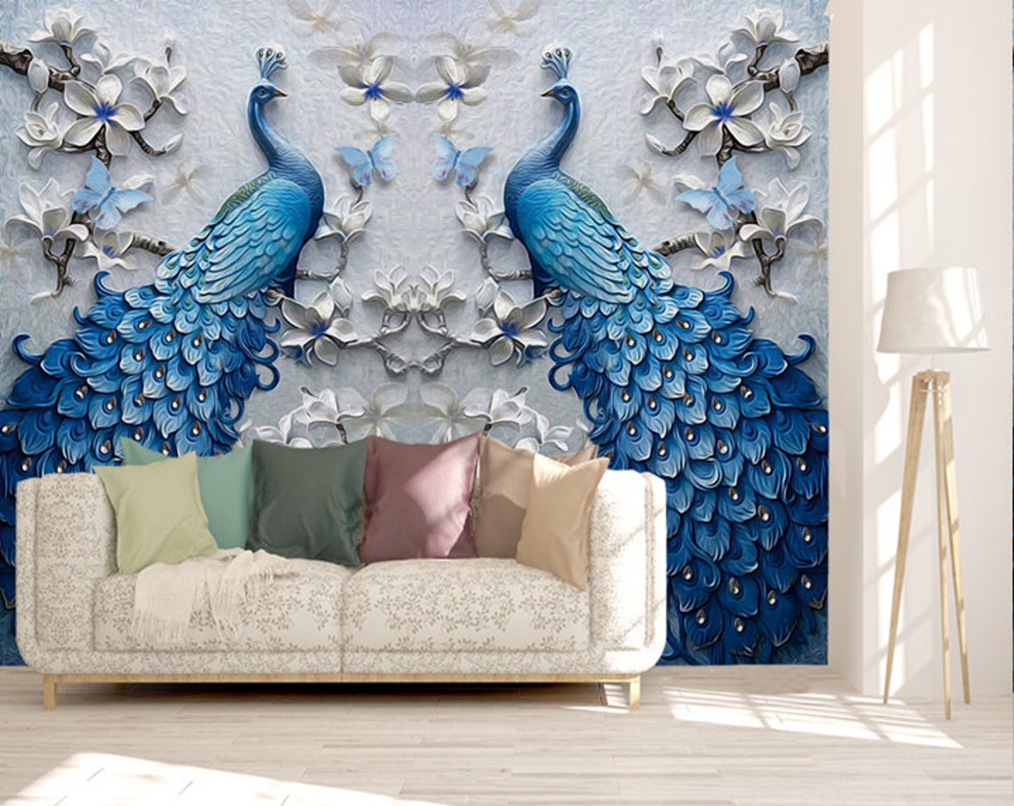 Beautiful Peacock Mural Art Mural Wallpaper Non Woven - Etsy
