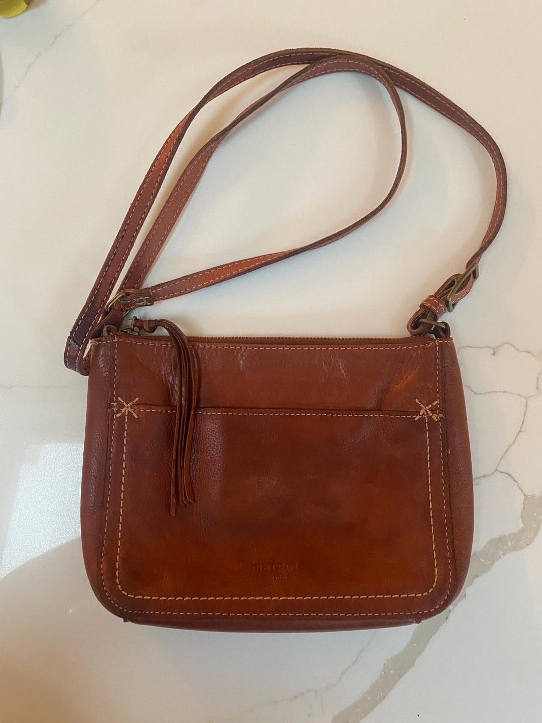 Margot Leather Cognac Crossbody Bag - Etsy