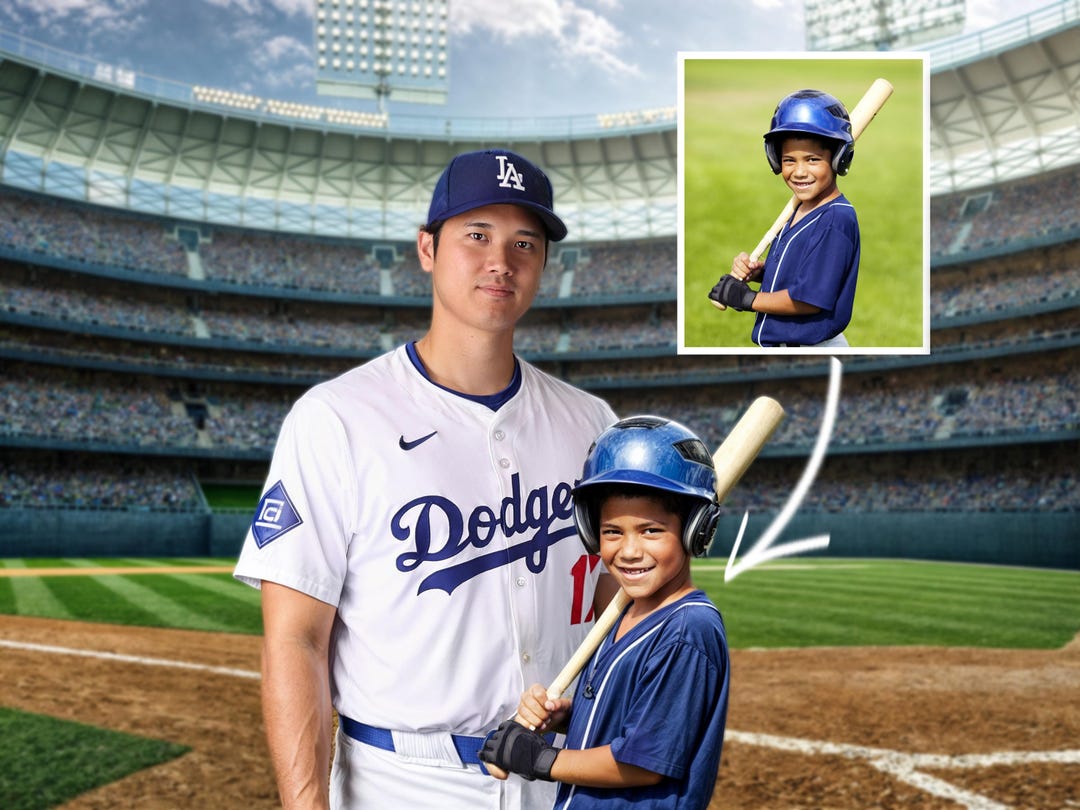 Custom Shohei Ohtani Realistic Baseball Portrait | Personal Sports Icon ...