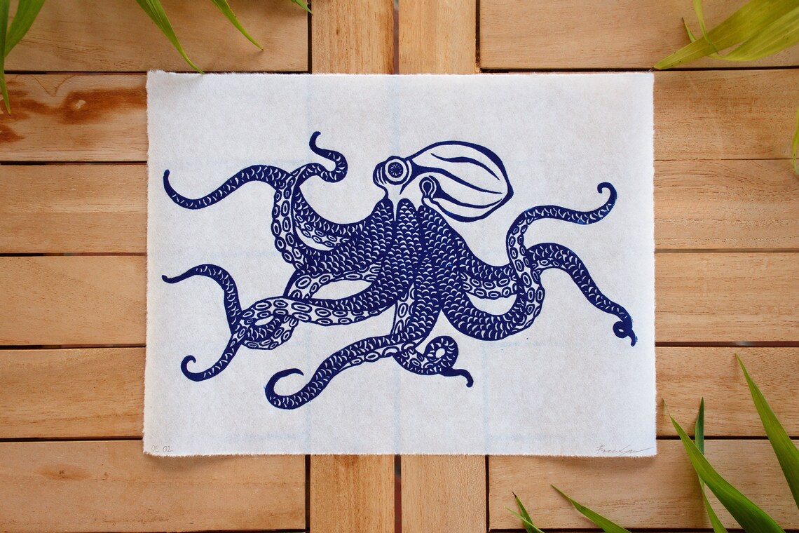 Sea Life Original Handmade Linocut Print - Etsy