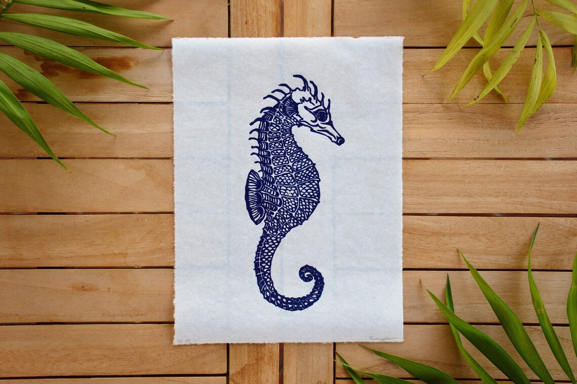 Sea Life Original Handmade Linocut Print - Etsy