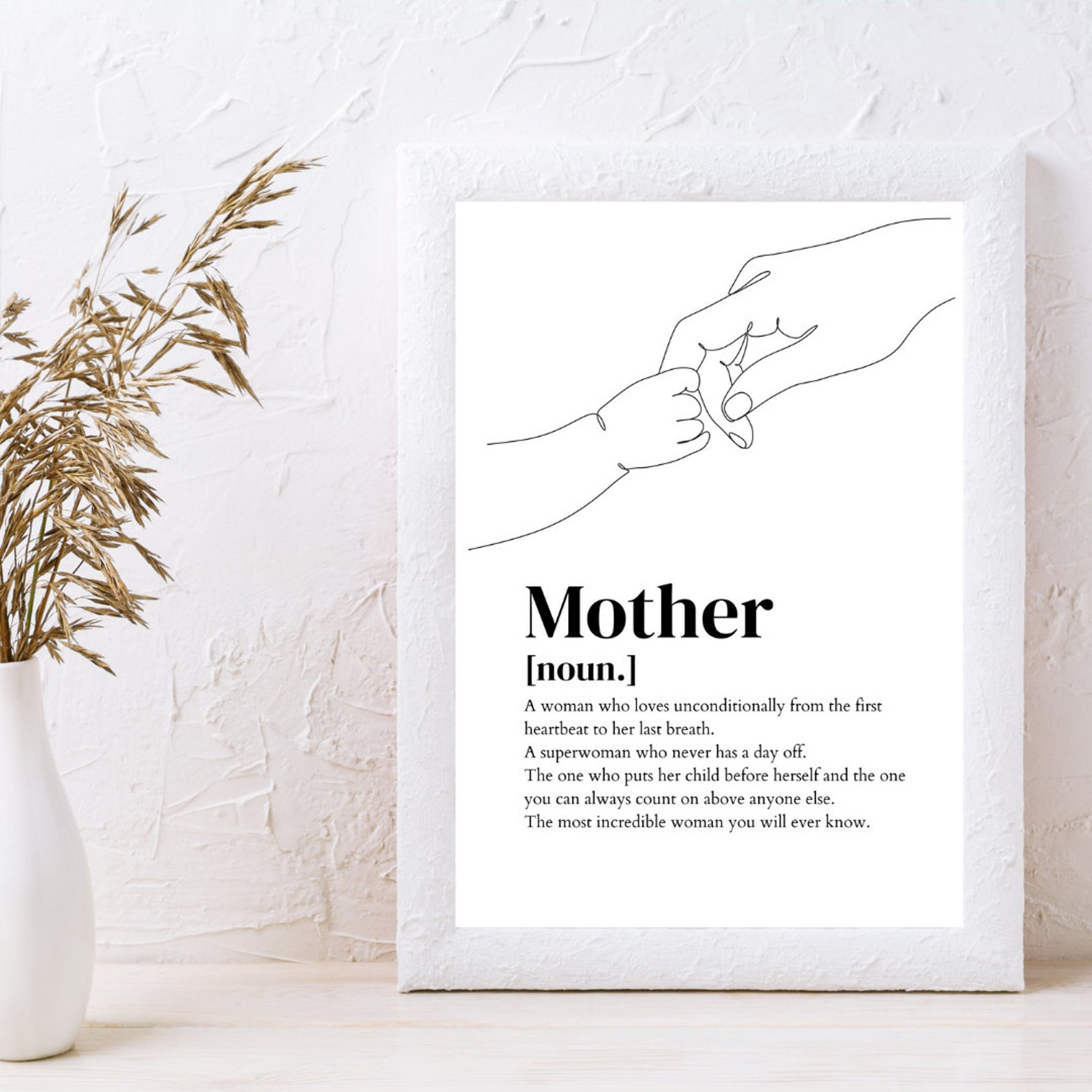 Mothers Day Gift, Digital Print, Mother Noun Print, Mum Quote, Gift for ...
