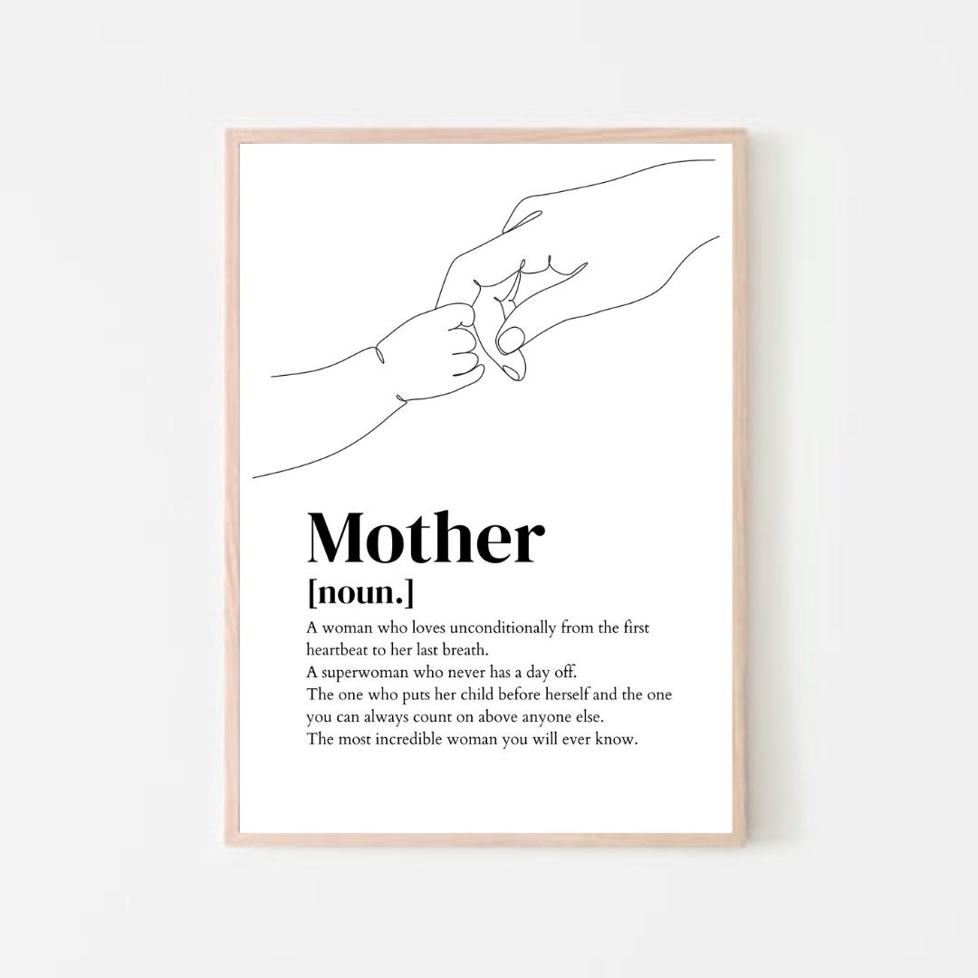 Mothers Day Gift, Digital Print, Mother Noun Print, Mum Quote, Gift for ...