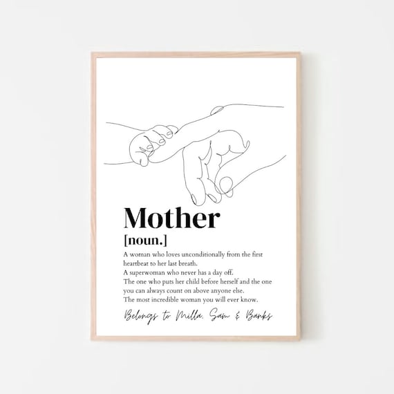 Personalised Mothers Day Gift Digital Print Mother Noun | Etsy