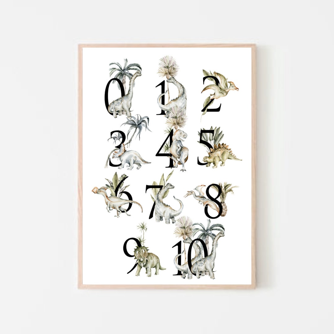 Dinosaur Numbers Poster, Dinosaur 1-10, Learning Poster, Dinosaur ...