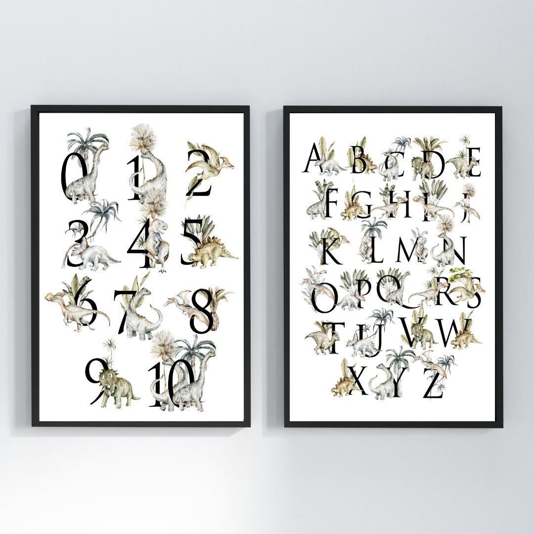 Dinosaur Alphabet and Numbers to 10 Poster Bundle | Dinosaur ABC ...