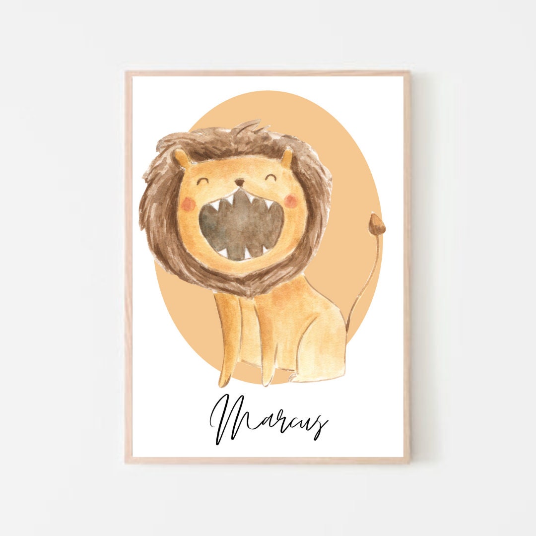 Lion Name Print, Lion Roar, Boho Lion, Lion Name Poster, Lion Print ...
