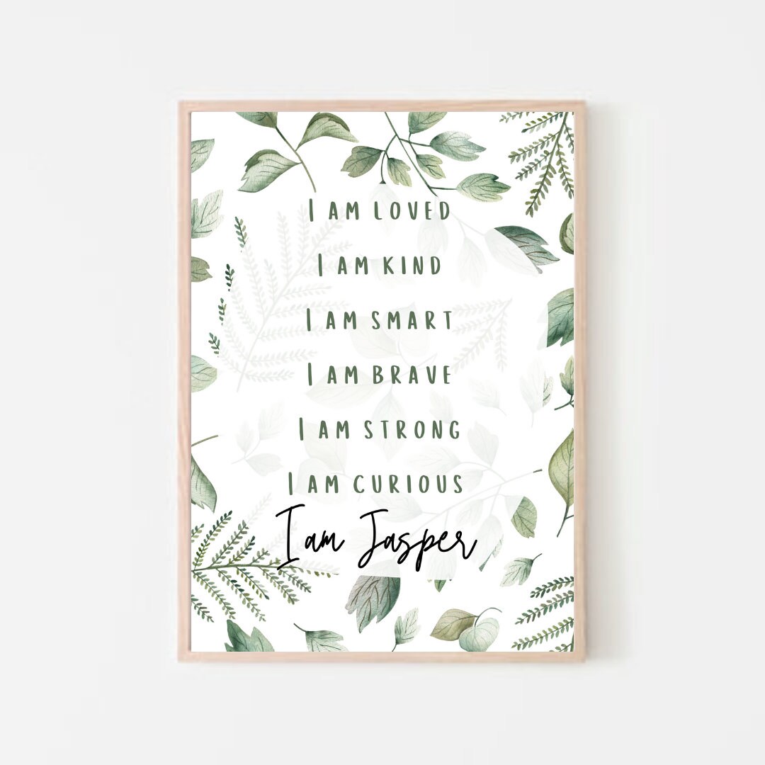 Personalised Greenery Affirmations Poster With Name | Your Choice of ...