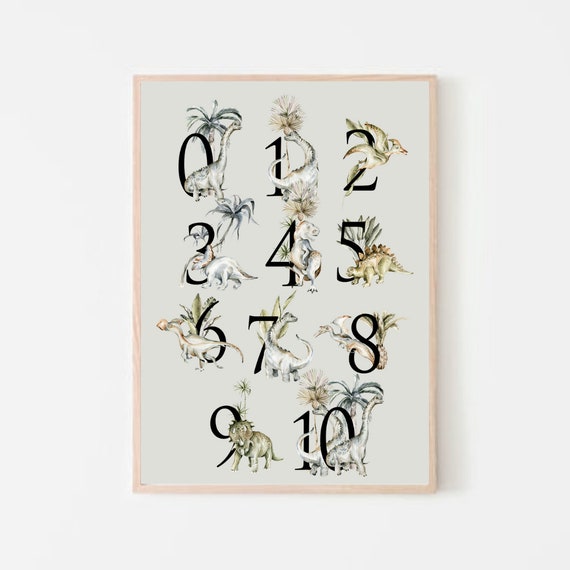 Dinosaur Numbers Poster Dinosaur 1-10 Learning Poster | Etsy