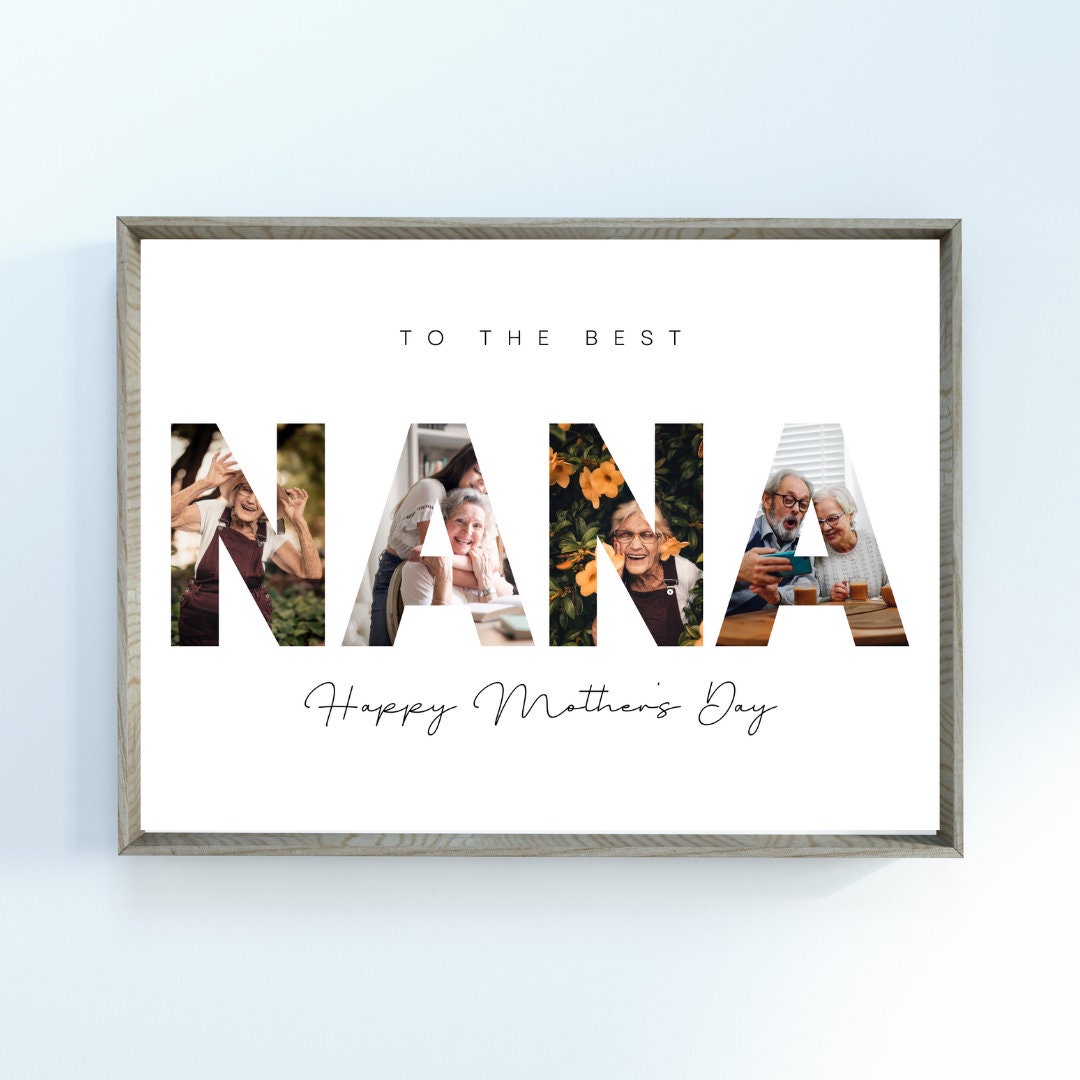Personalised Mothers Day Gift, Photo Name Print Nanna, Gift for Grandma ...