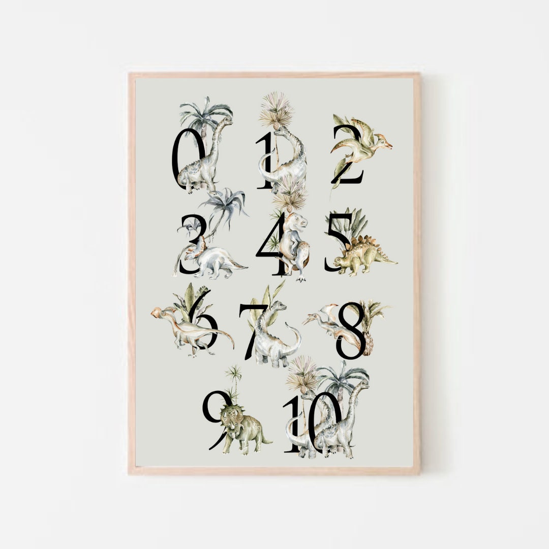 Dinosaur Alphabet and Numbers to 10 Poster Bundle Grey| Dinosaur ABC ...