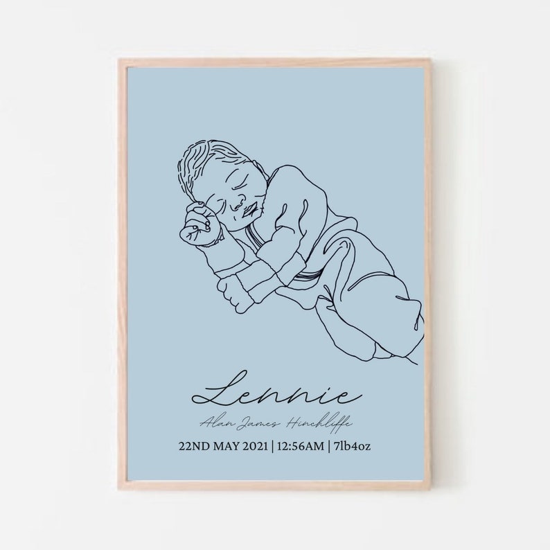 Twins Custom Drawing Baby Birth Details Poster | Line Drawing | Birth ...