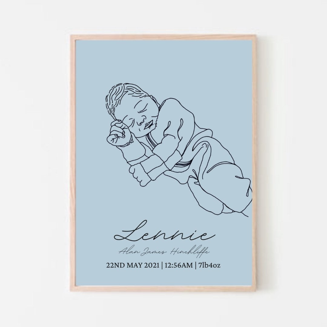 Line Drawing Baby Birth Details Poster | Line Drawing | Birth Details ...