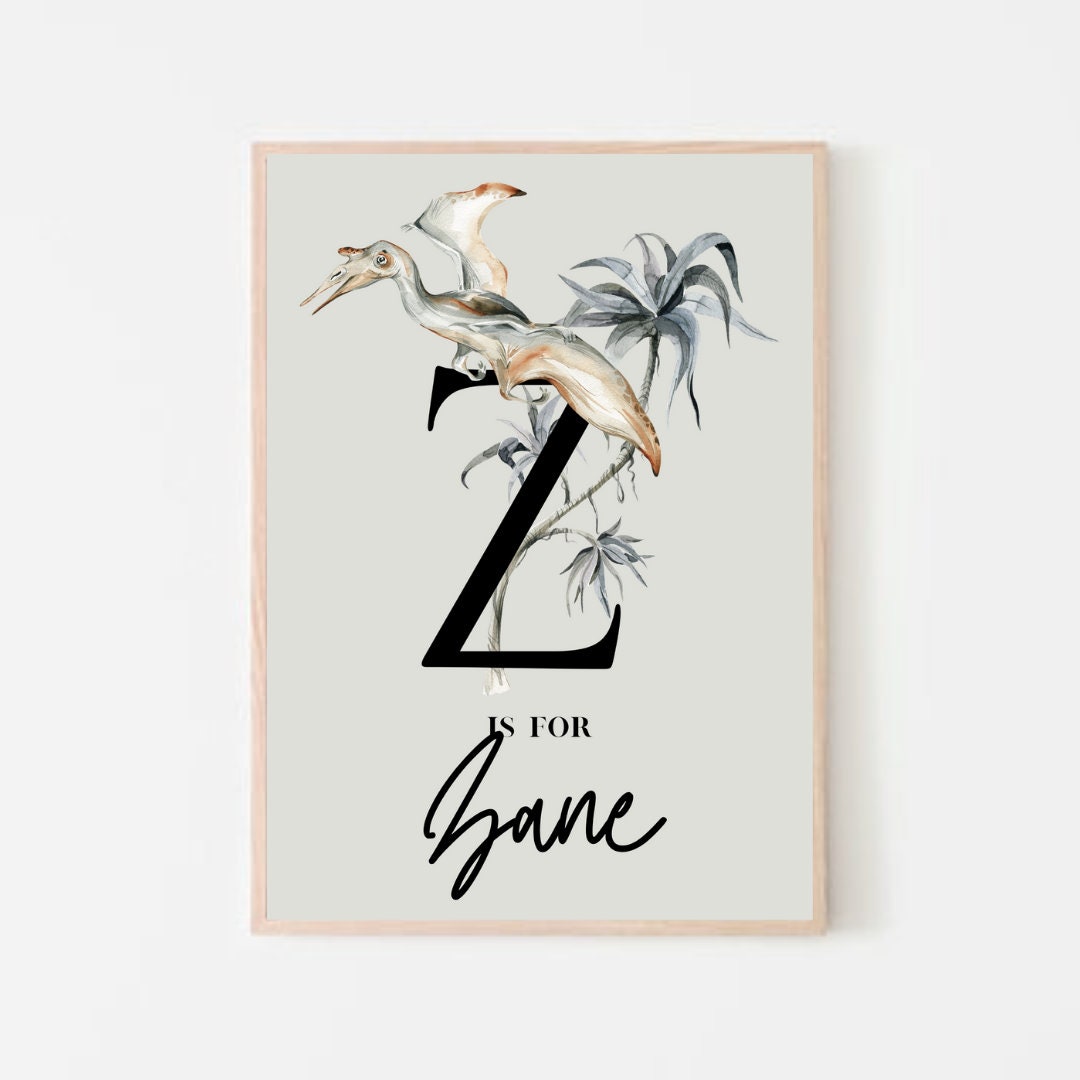 Dinosaur Personalised Monogram Name Poster, Alphabet and Numbers to 10 ...