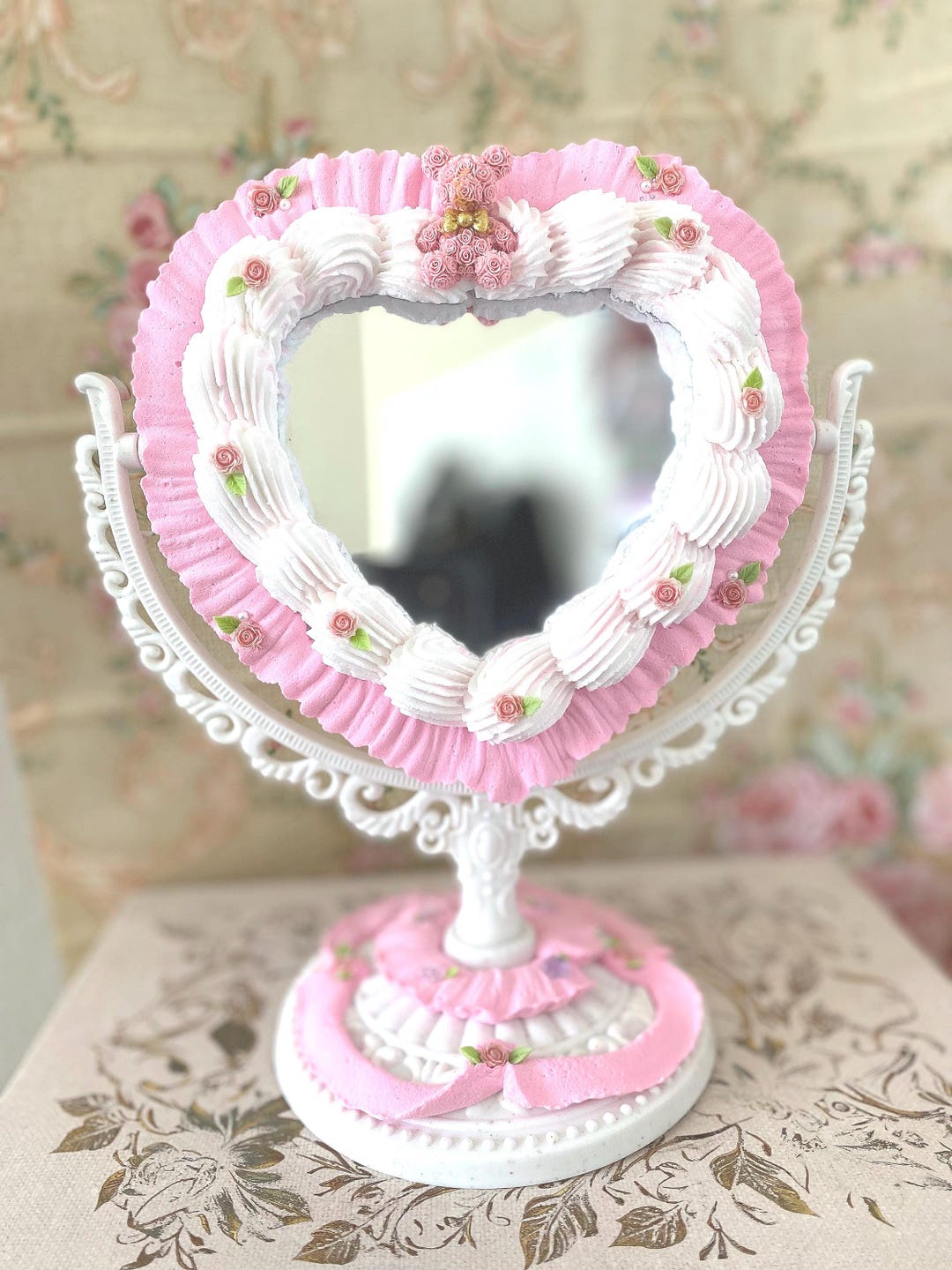 Sweet Pea/ Faux Caked Mirror/ Vanity/ Desktop/ Coquette Style - Etsy