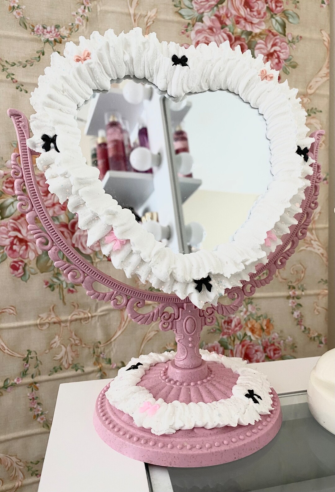 Enchanting Faux Caked Mirror/ Vanity/ Desktop/ Vintage Style - Etsy
