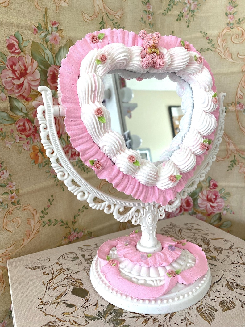 Sweet Pea/ Faux Caked Mirror/ Vanity/ Desktop/ Coquette Style - Etsy