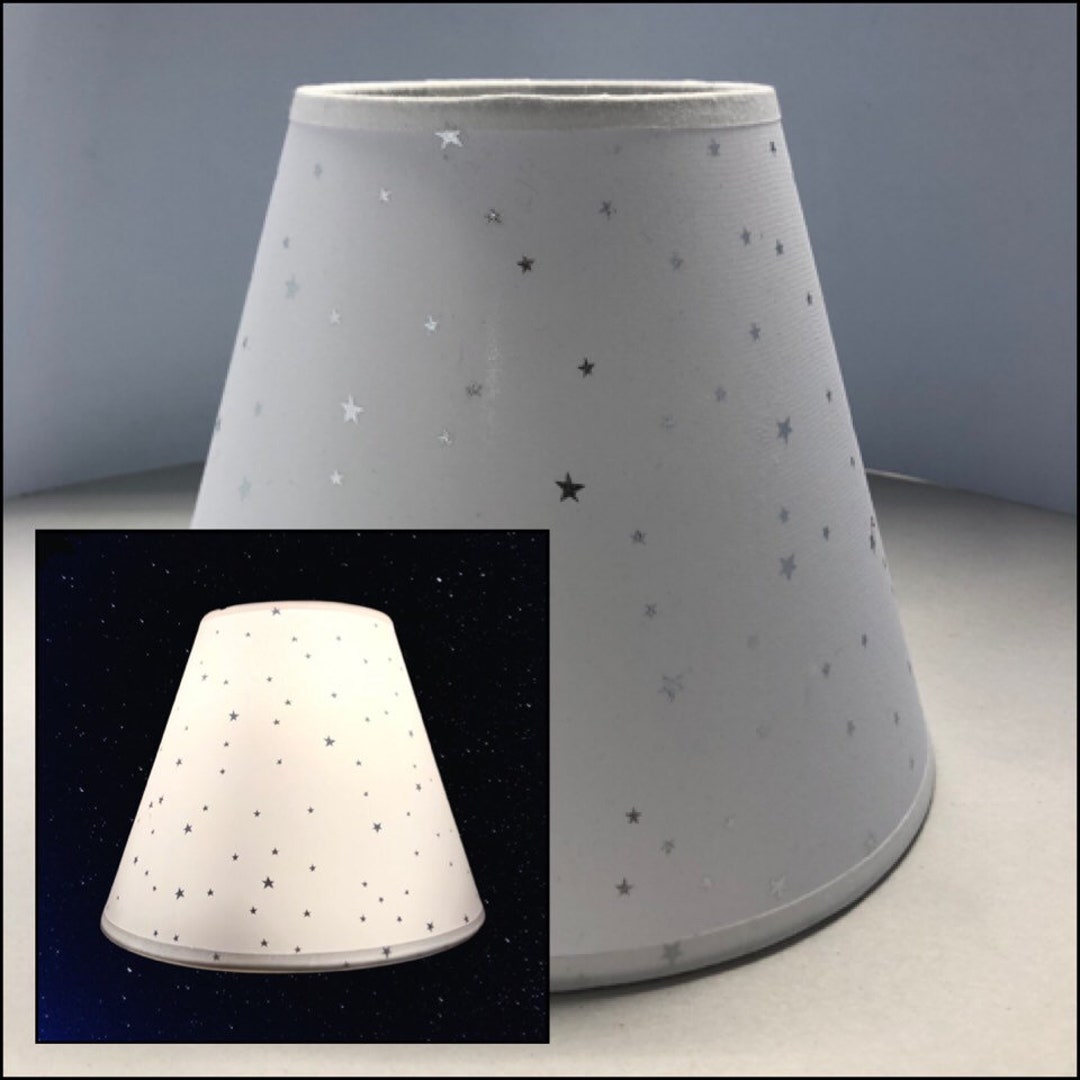 Silver Star Lamp Shade, Sheer White Fabric, Clip-on Style - Etsy