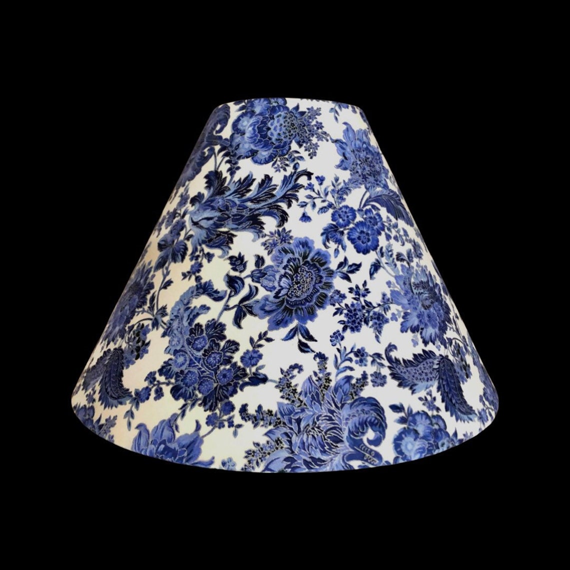 Blue Floral Porcelain Print Lamp Shade, Hardback Fabric - Etsy