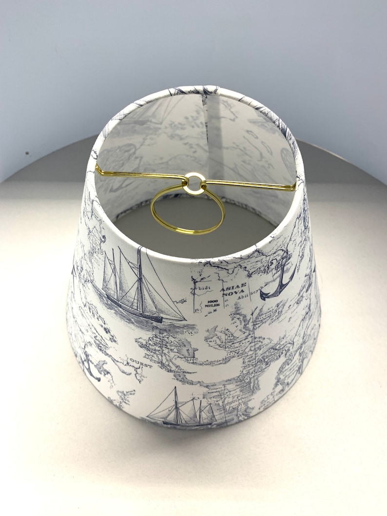 Nautical World Map Lampshade - Navy Ship & Anchor Design - Etsy