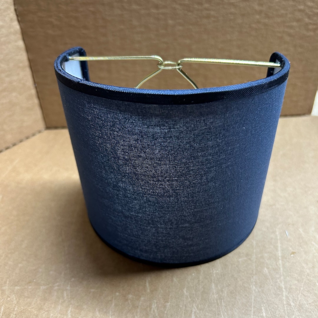 Navy Blue Linen Half Shades Bulb Shields Wall Sconces Lamp Shades With ...