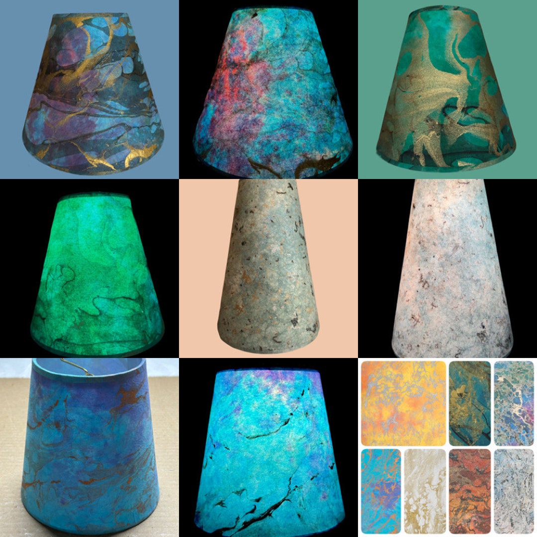 Marbled Parchment Paper Lamp Shade, Spider Top Fitting - Etsy