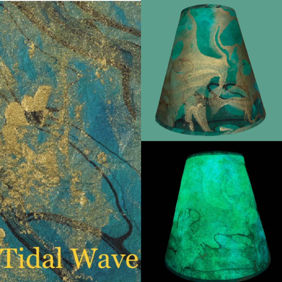 TIDAL WAVE - Thai Marbled Parchment Paper Hardback Lamp Shades in ...