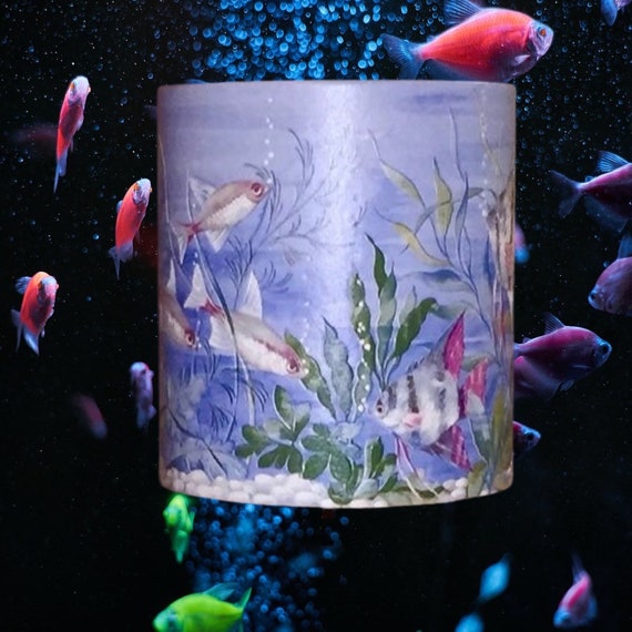Tropical Fish Theme Paper/ Parchment Hardback Drum Lamp - Etsy