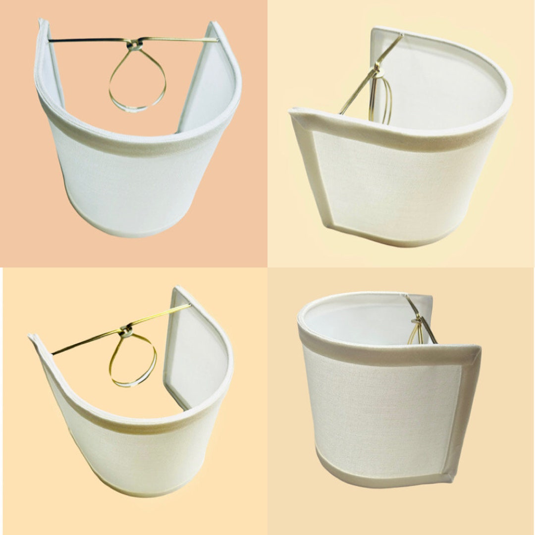 Off White Ivory Linen Half Shades Bulb Shields Wall Sconces Lamp Shades ...