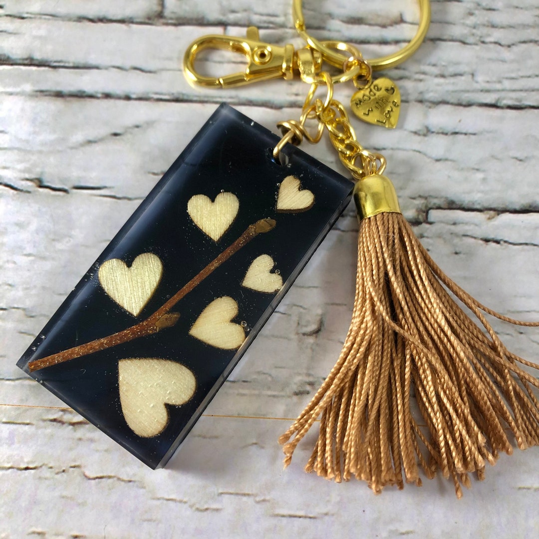 Llavero de rama floreciente del corazón Encanto del bolso - Etsy España