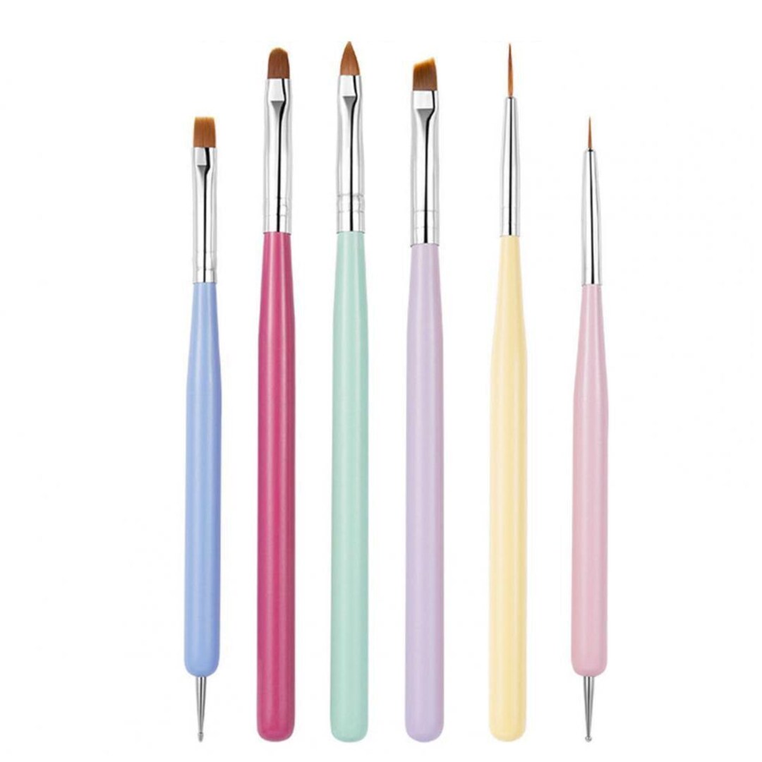 6 Pc Fine Line and Small Tip Brush Set With 2 Dotting Tips - Etsy