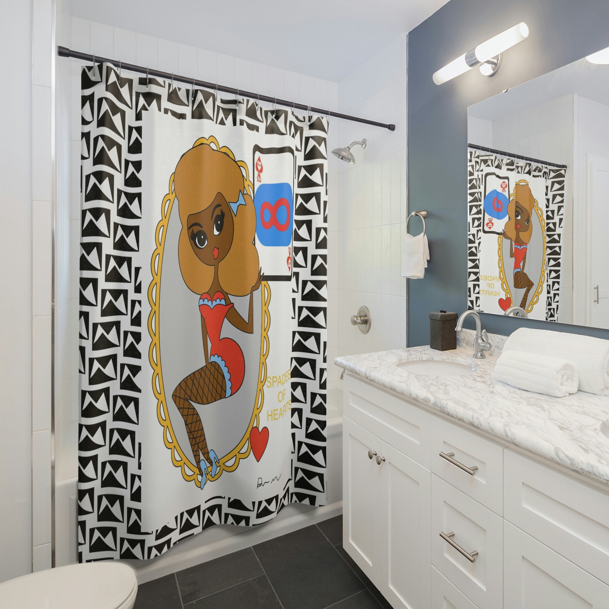 The Spades of Hearts Designer Shower Curtain - Etsy