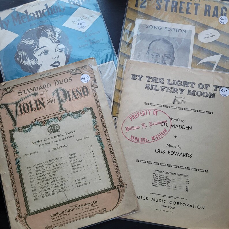 Antique Sheet Music from early 1900s Set of 4 Art & Collectibles Mixed ...