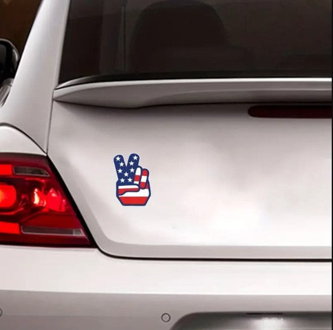 American Flag Hand Peace Sign Car Laptop Sticker Decal - Etsy