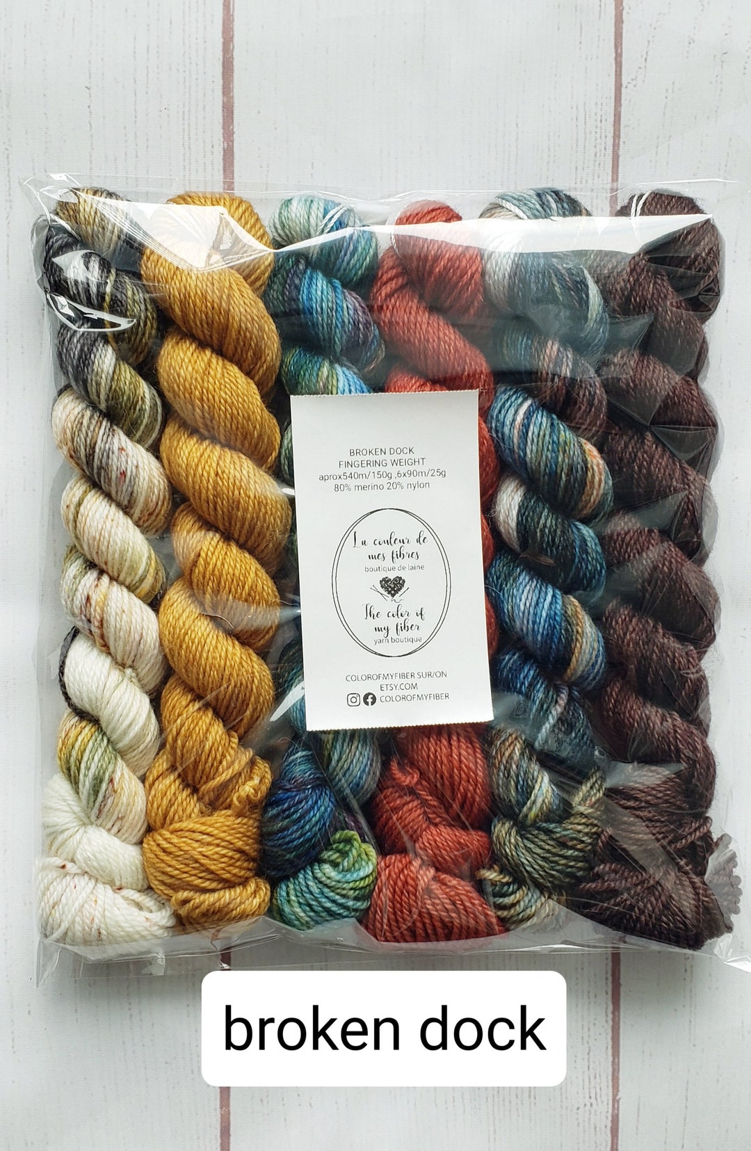 MN 80/20 Fingering 6 Mini Skeins Merino Nylon Hand Dyed Yarn for Socks ...