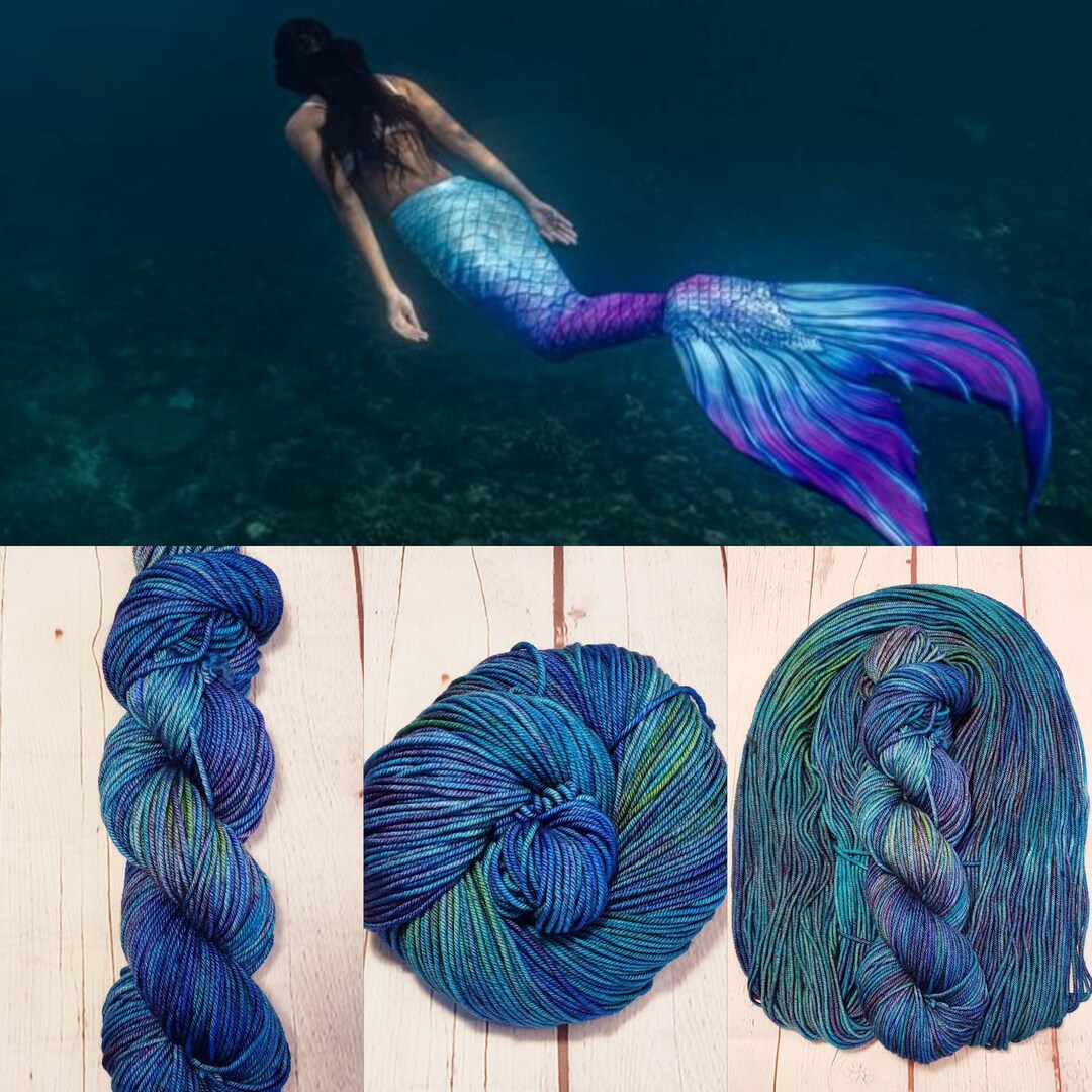 MERMAIDS TAIL Worsted Hand Dyed Yarn for Shawls Sweaters Scarves and ...