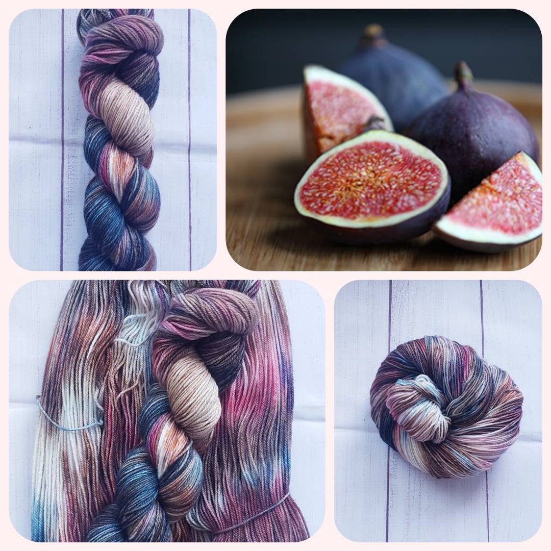 FIG Fingering Hand Dyed Yarn for Socks Shawls Sweaters Scarves and Hats ...