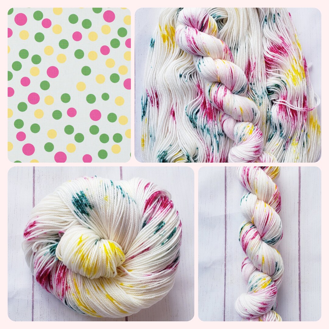 POLKA DOTS Fingering Hand Dyed Yarn for Socks Scarves Shawls Sweaters ...